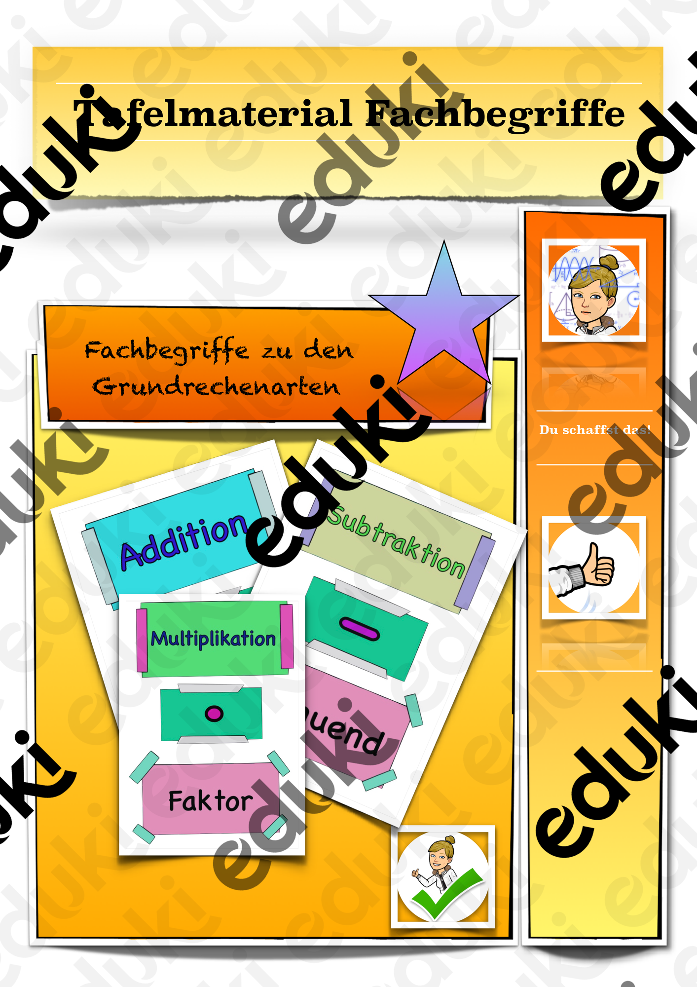 Tafelmaterial Fachbegriffe Grundrechenarten – Unterrichtsmaterial im ...