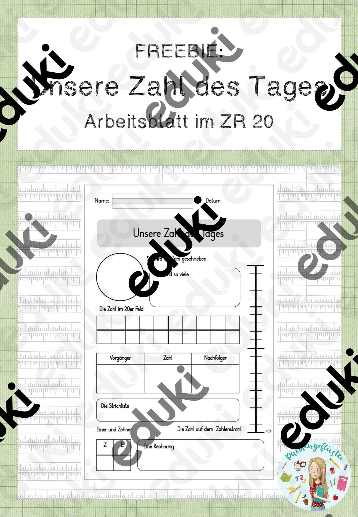 Die Zahl des Tages - Arbeitsblatt FREEBIE – Unterrichtsmaterial im Fach ...