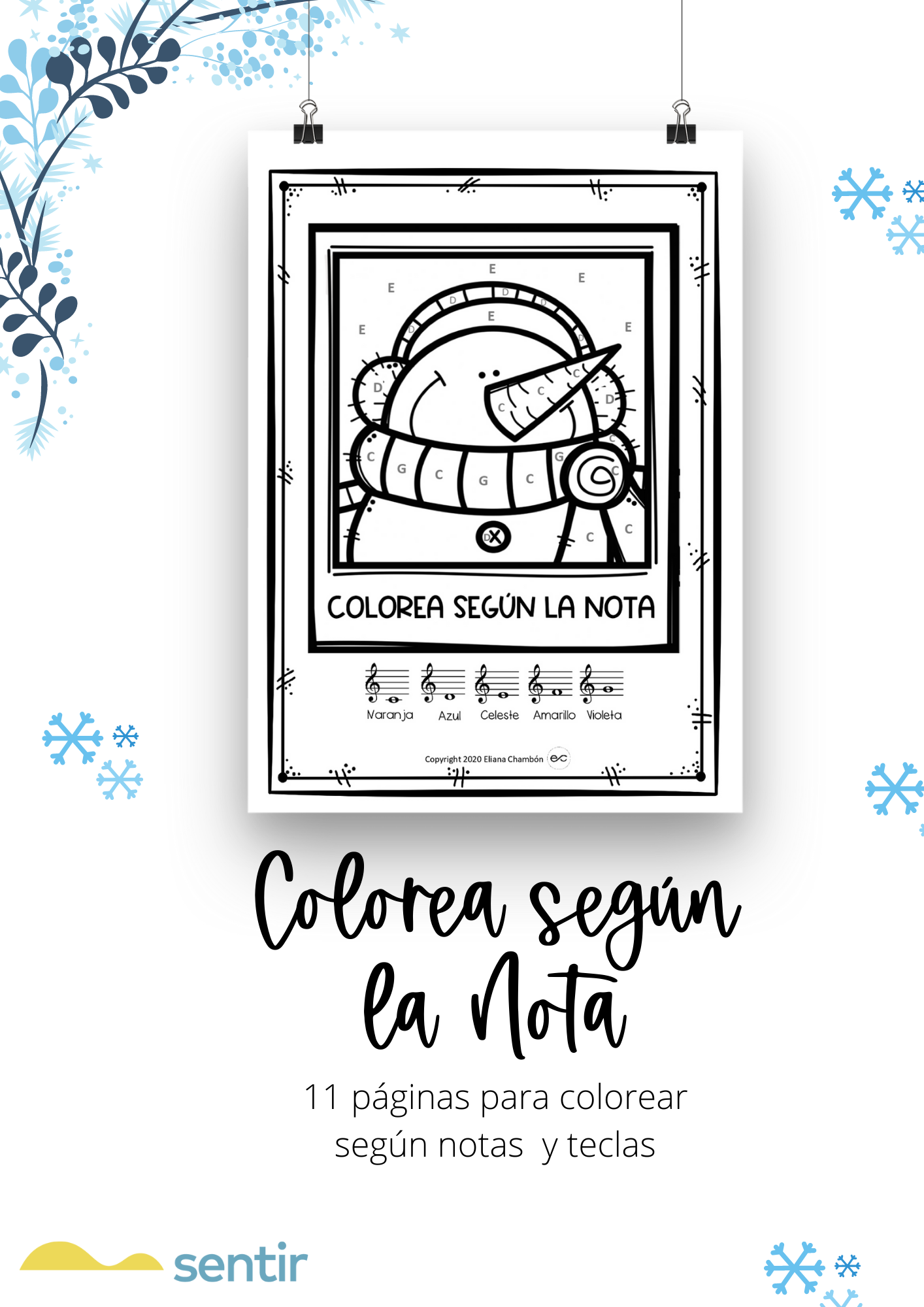 Muñeco de Nieve - Colorea segun nota musical - Hojas de actividades ...