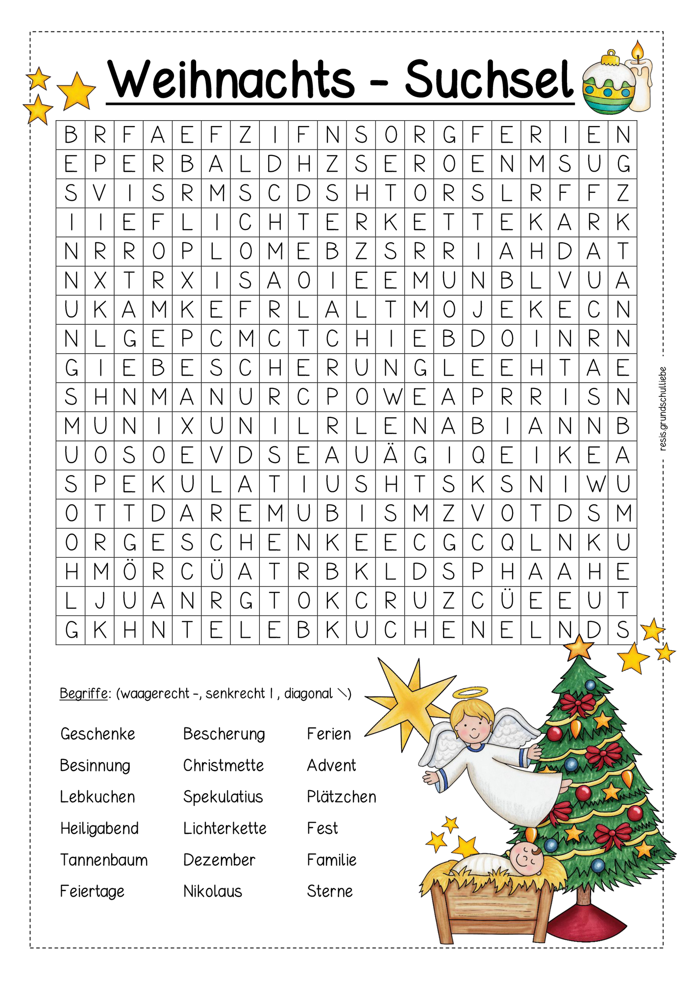 Weihnachten - Suchsel (Buchstabengitter) – Unterrichtsmaterial in den ...