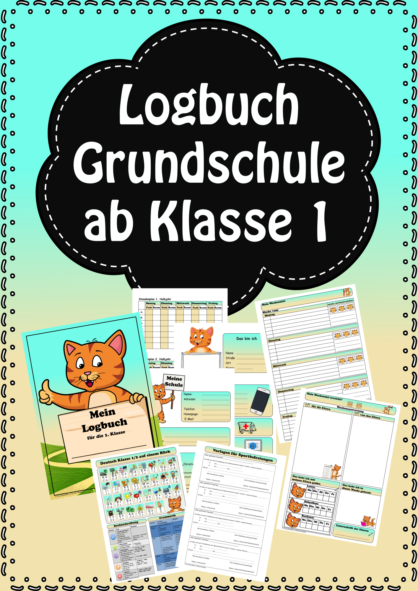 Logbuch ab Klasse 1 bis 4 Schülerplaner Schülerkalender ...