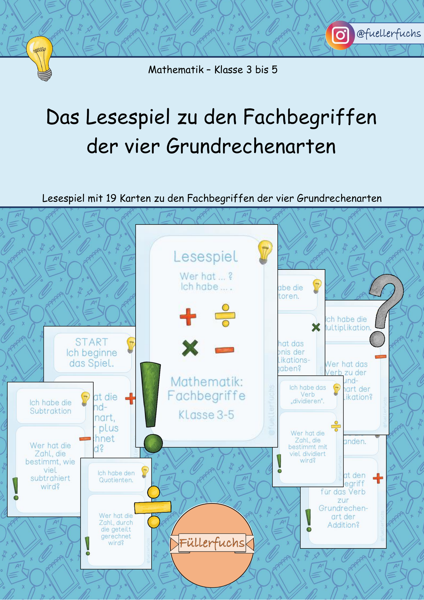 Lesespiel Mathematik: Fachbegriffe der 4 Grundrechenarten ...