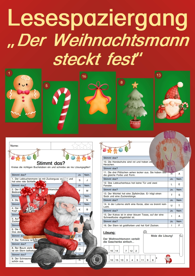 Lesespaziergang / Story Walk: Der Weihnachtsmann steckt fest - material ...