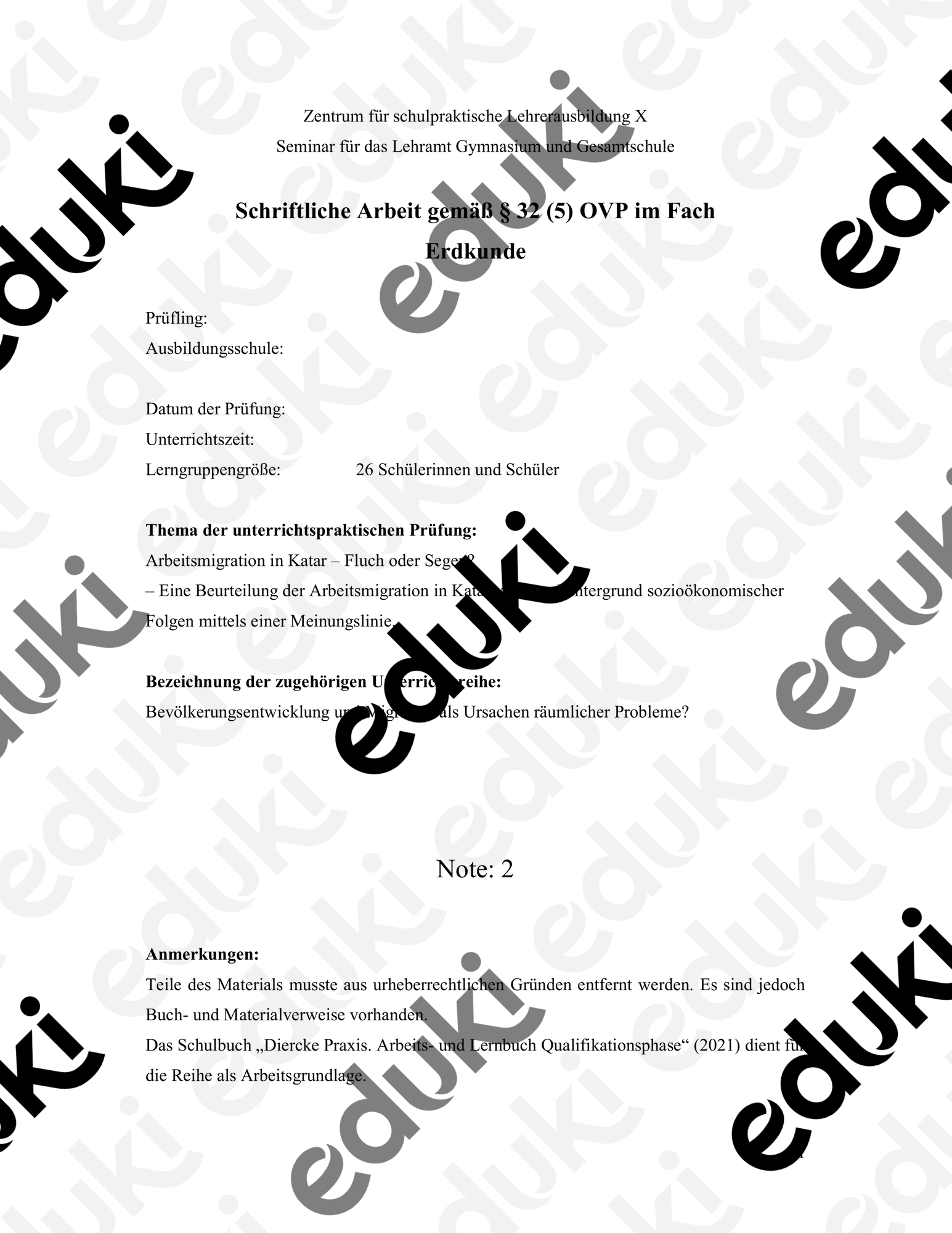 UpP Erdkunde Q1 GK Arbeitsmigration Katar – Unterrichtsmaterial im Fach ...
