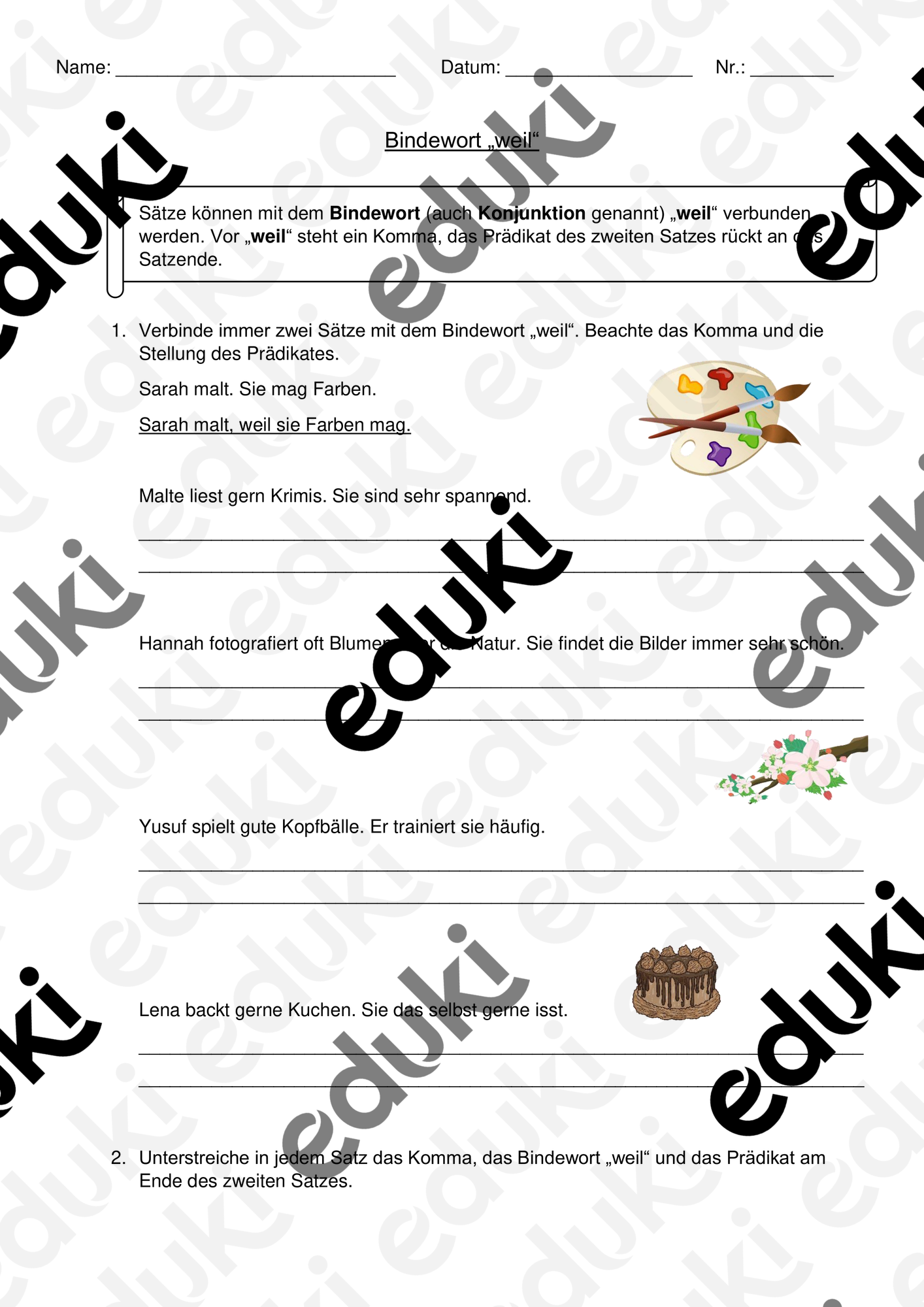 Bindewort - Bindewörter - dass, und, weil – Unterrichtsmaterial im Fach ...