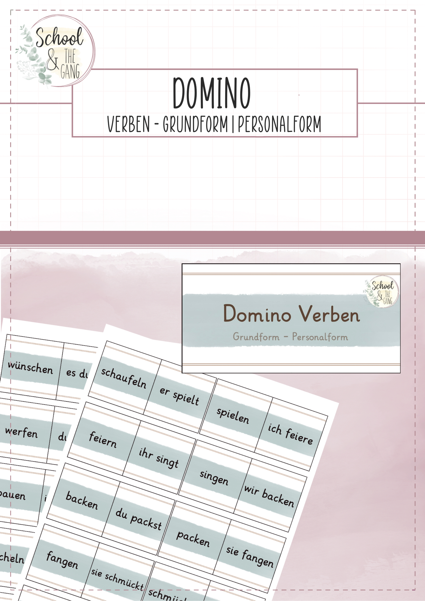 Domino Verben Grundform Personalform – Unterrichtsmaterial im Fach Deutsch