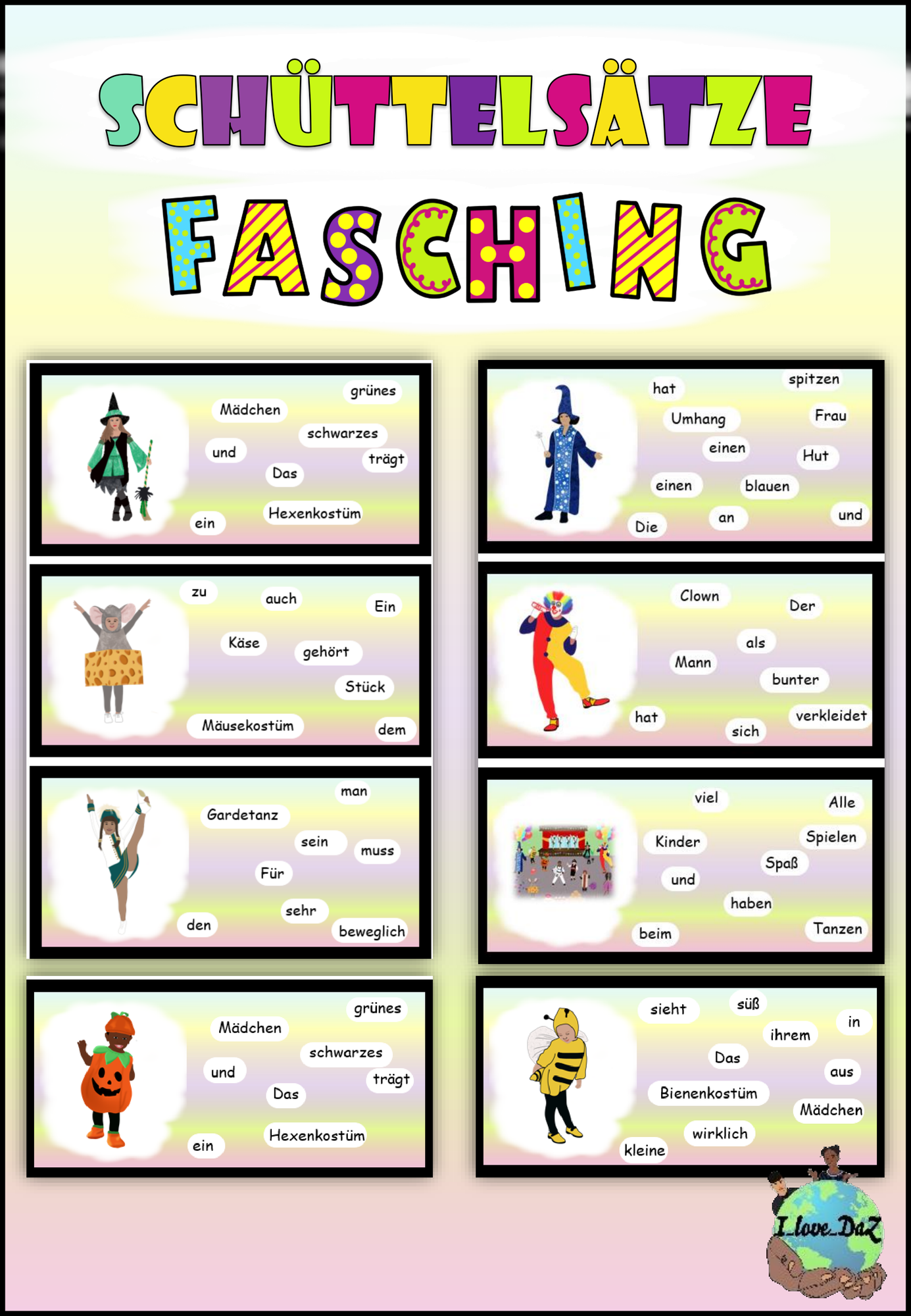 Schüttelsätze "Fasching / Karneval" DaZ / Deutsch – Unterrichtsmaterial ...