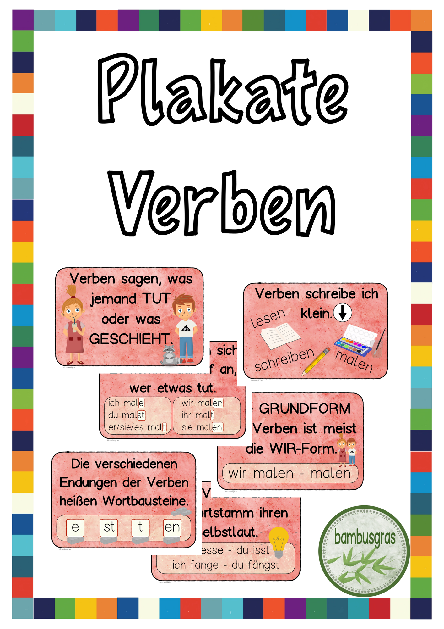 Lernplakate zur Wortart Verben – Unterrichtsmaterial im Fach Deutsch