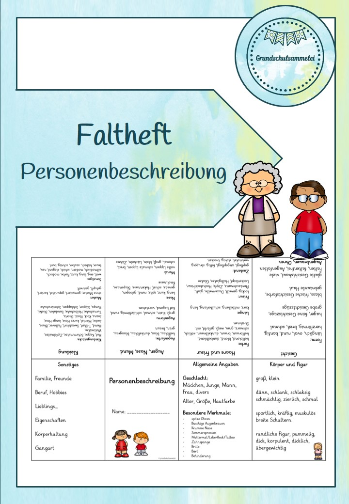 Faltheft - Personenbeschreibung – Unterrichtsmaterial in den Fächern ...