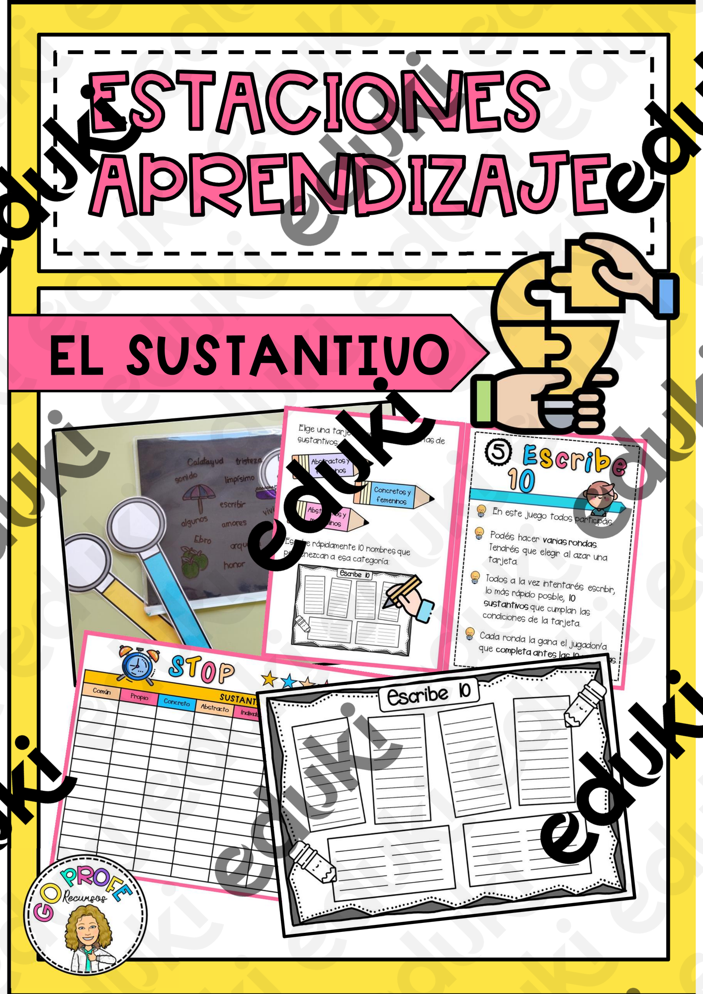 Estaciones de aprendizaje para practicar el sustantivo - material de la ...