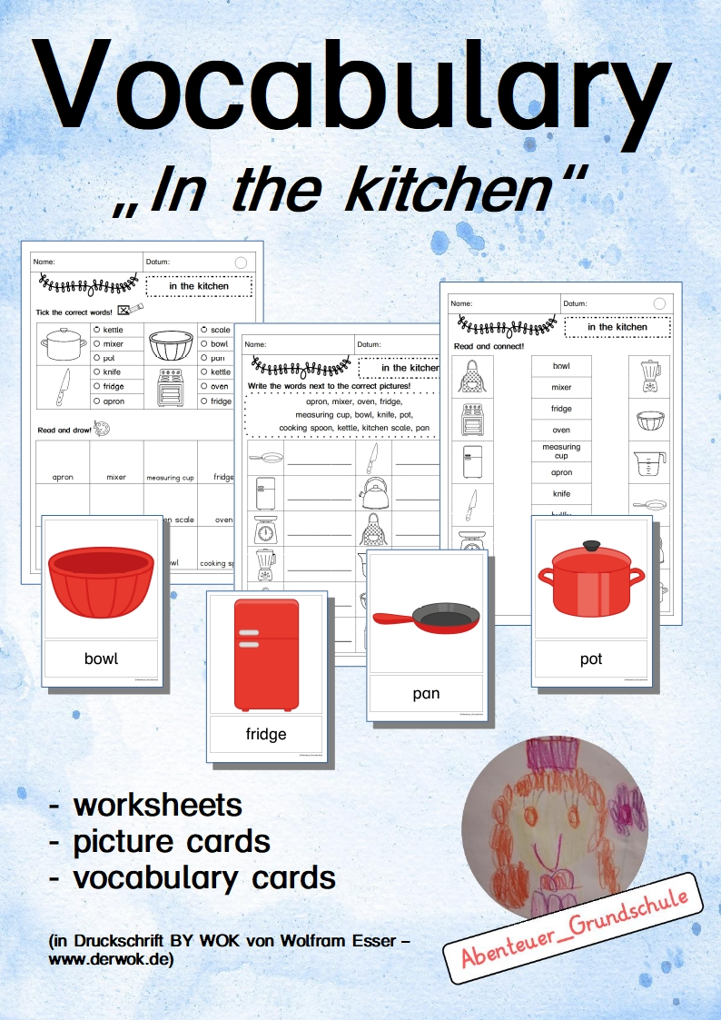 Vocabulary: In the Kitchen - Picture Cards and Worksheets - material de ...