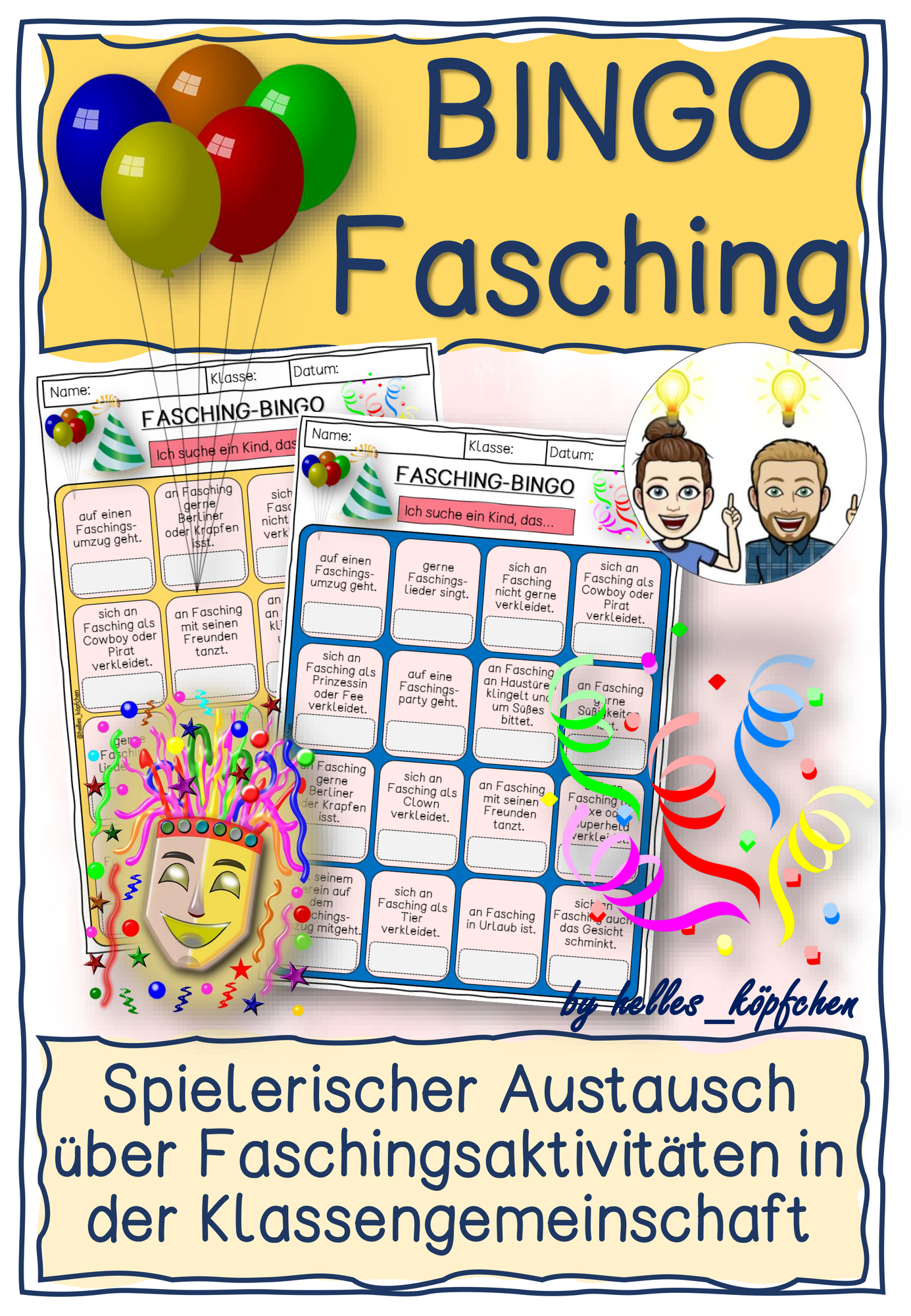 Fasching / Karneval / Fastnacht - Bingo Spiel zum Erzählen ...