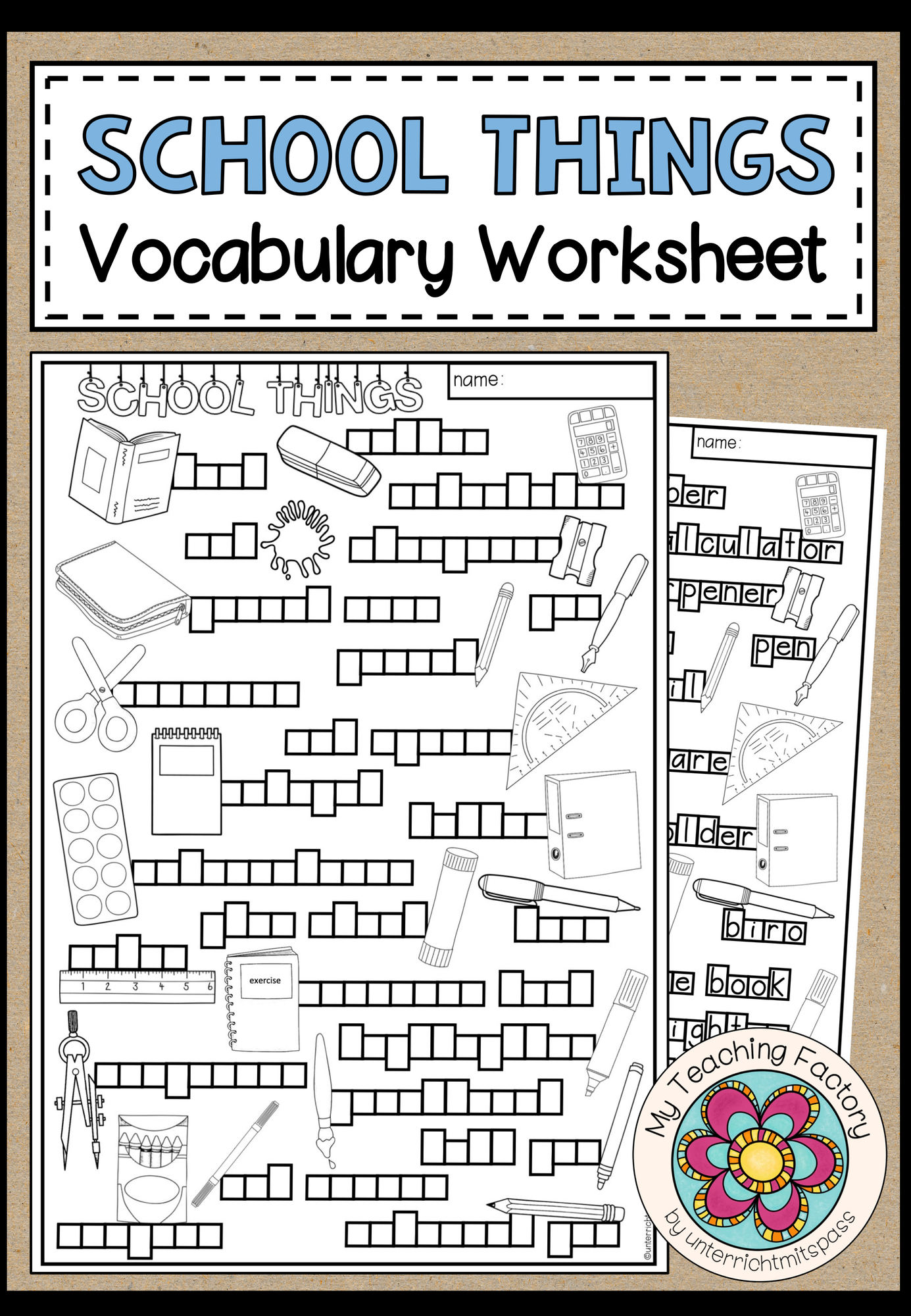 SCHOOL THINGS - Vocabulary Worksheet - material de la siguiente ...