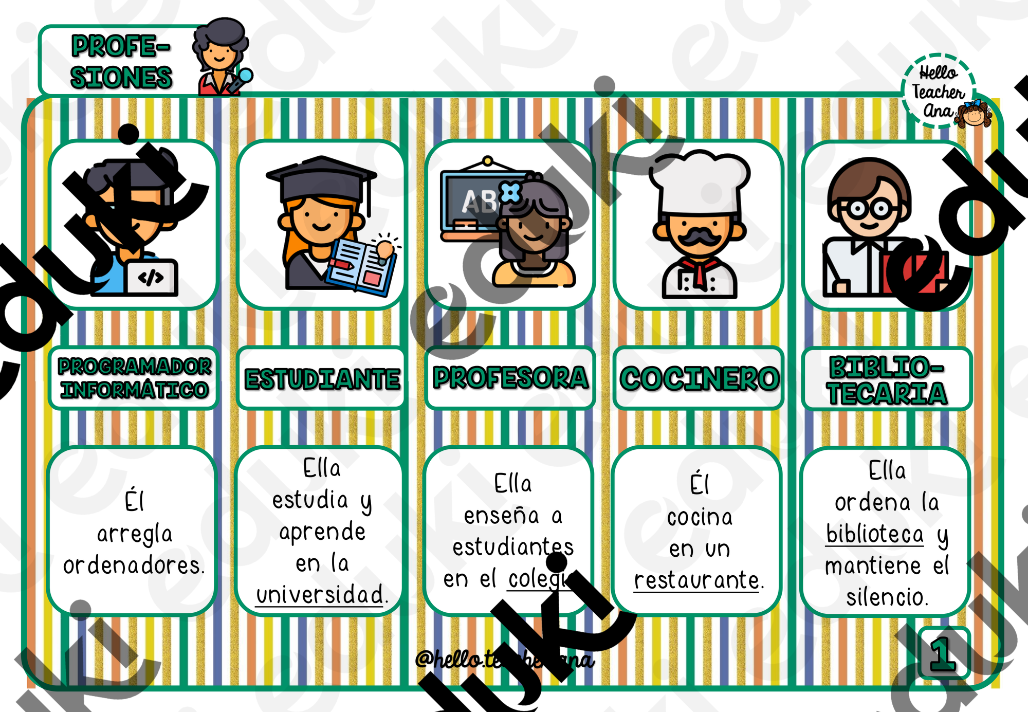 PROFESIONES Juego de emparejar @hello.teacher.ana - material didáctico ...