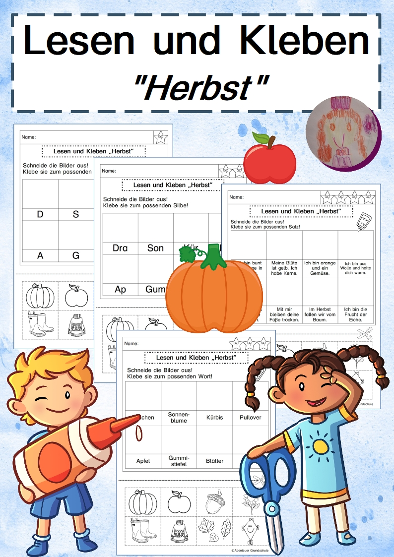 Lesen und Kleben: Herbst – Unterrichtsmaterial im Fach Deutsch
