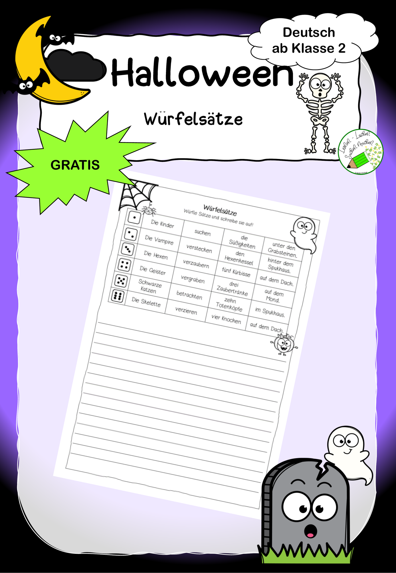 Halloween - Deutsch - Würfelsätze GRATIS – Unterrichtsmaterial im Fach ...