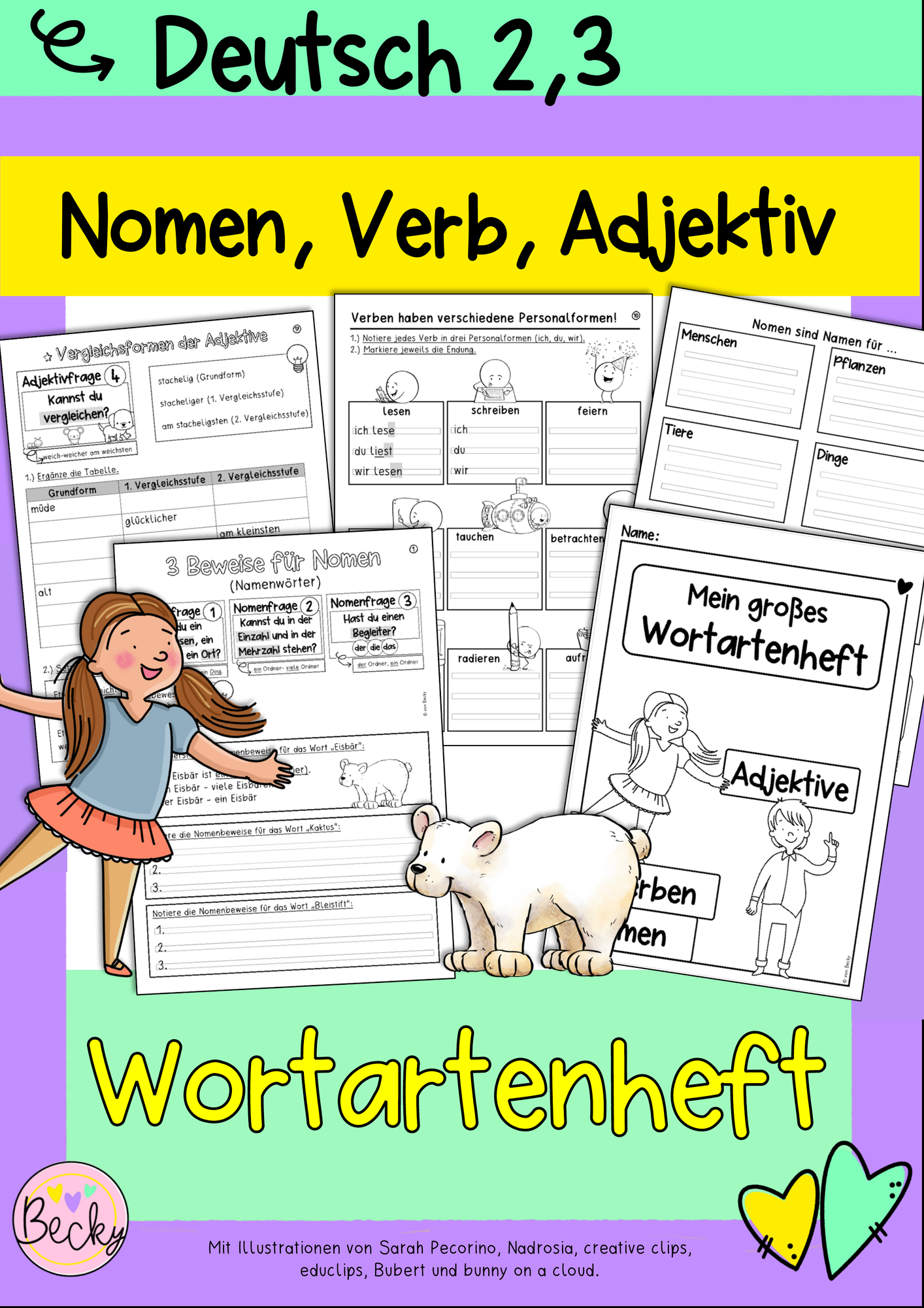 Wortarten Heft (Nomen, Verb, Adjektiv) – Unterrichtsmaterial im Fach ...