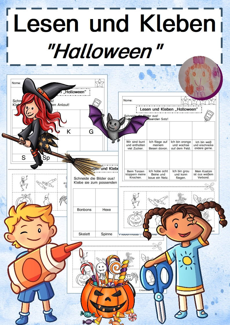 Lesen und Kleben: Halloween – Unterrichtsmaterial im Fach Deutsch