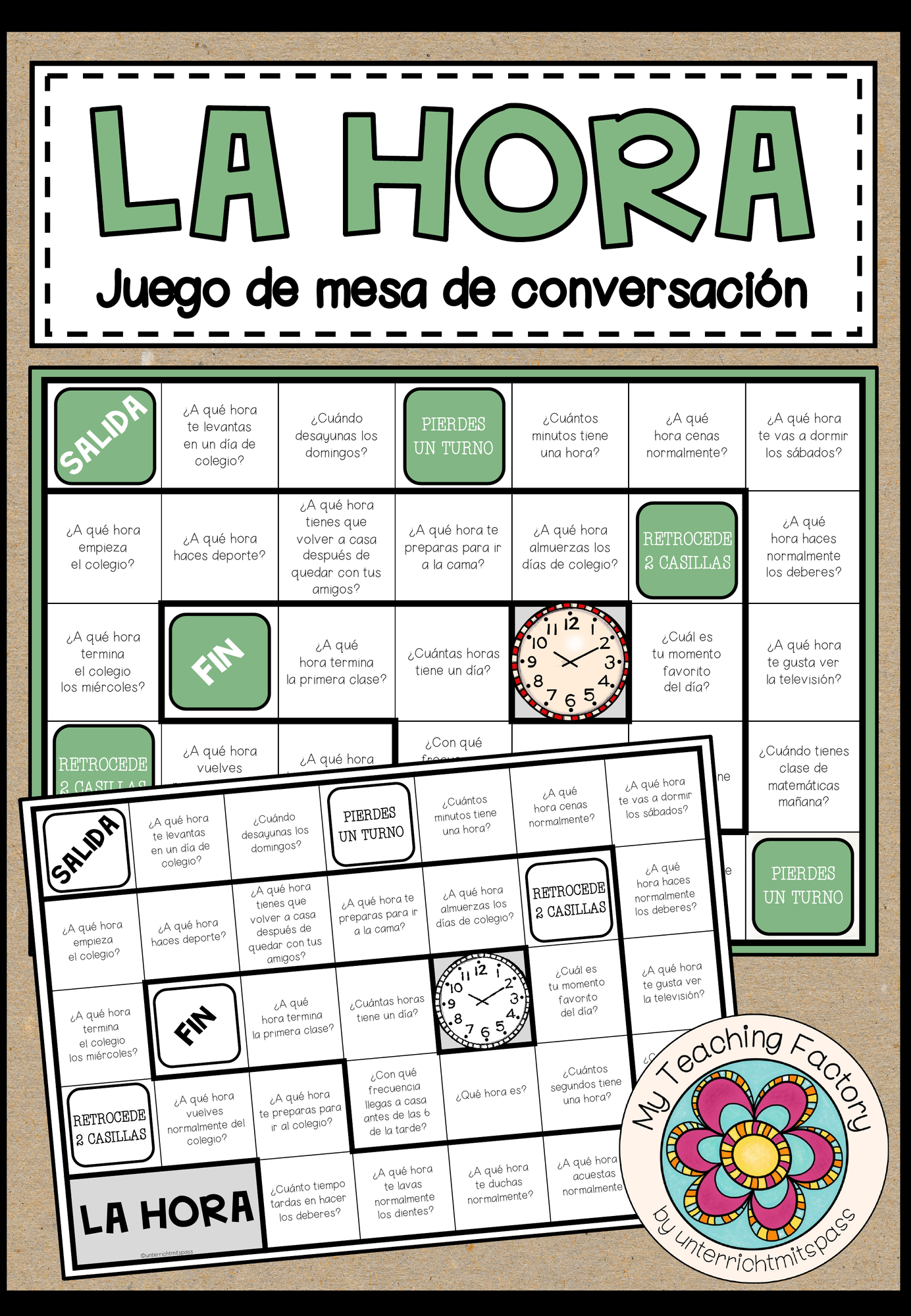 LA HORA - Juego de mesa de conversación - material didáctico de las ...