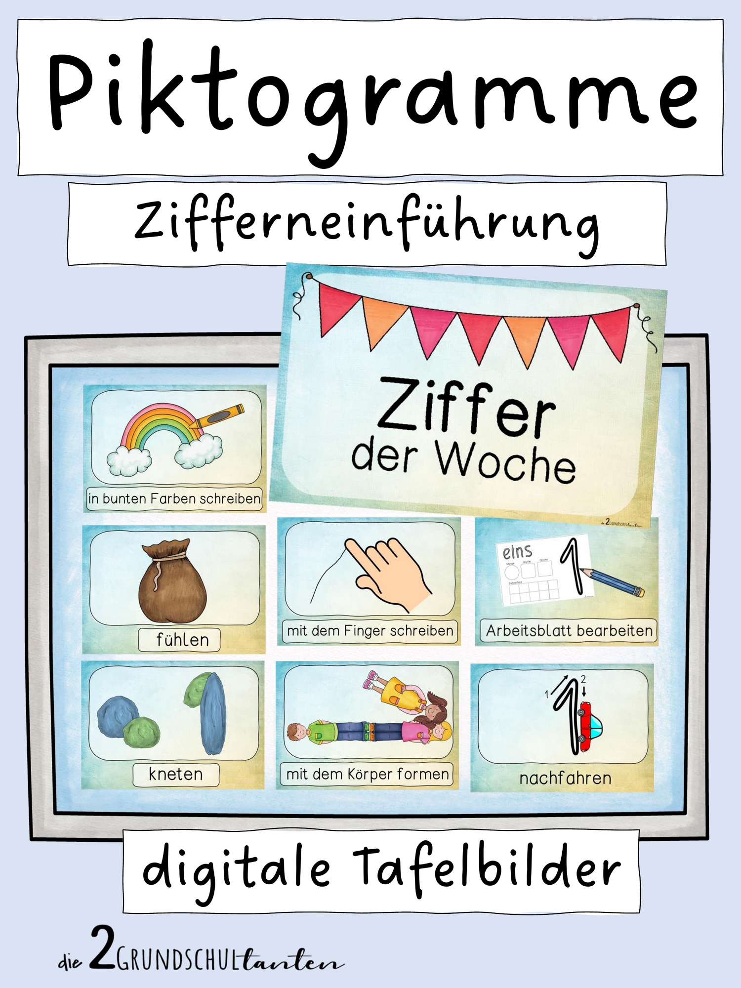 Piktogramme Zifferneinführung Stationskarten - digitales Tafelbild ...