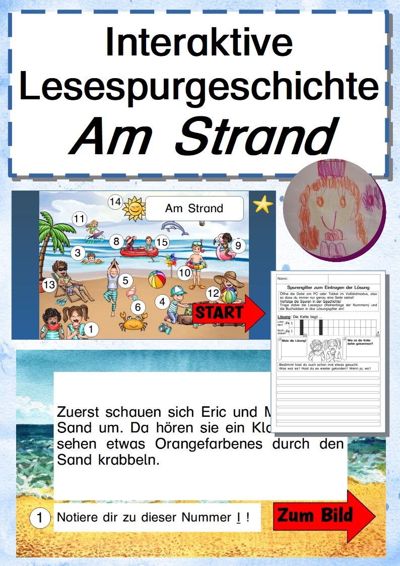 Interaktive Lesespurgeschichte: Am Strand – Unterrichtsmaterial im Fach ...