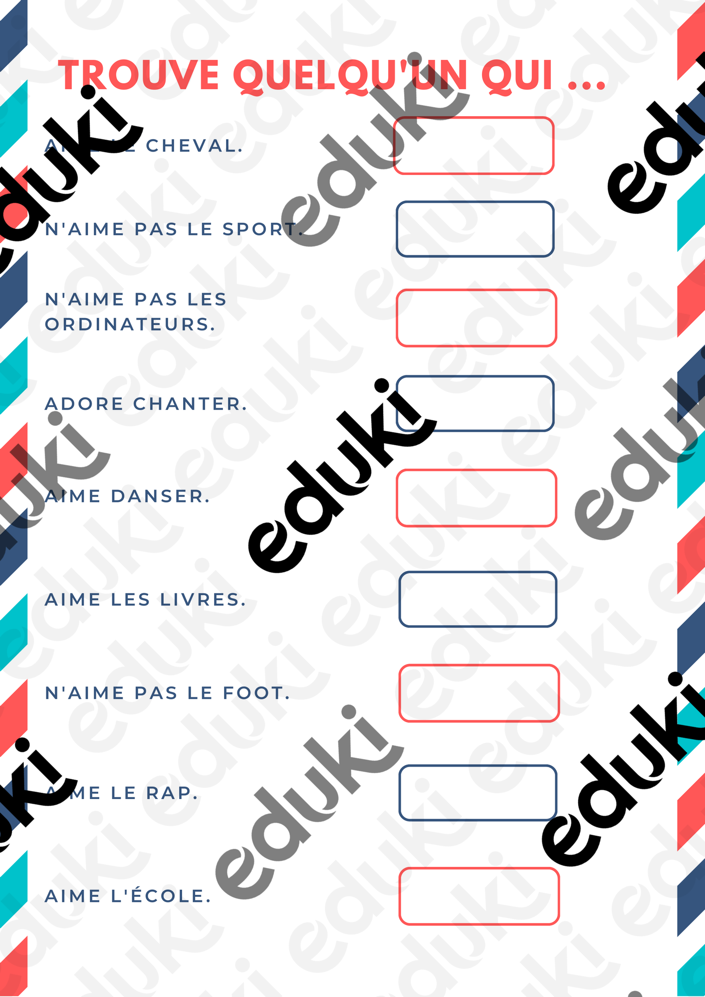 Trouve quelqu'un Qui – Unterrichtsmaterial im Fach Französisch