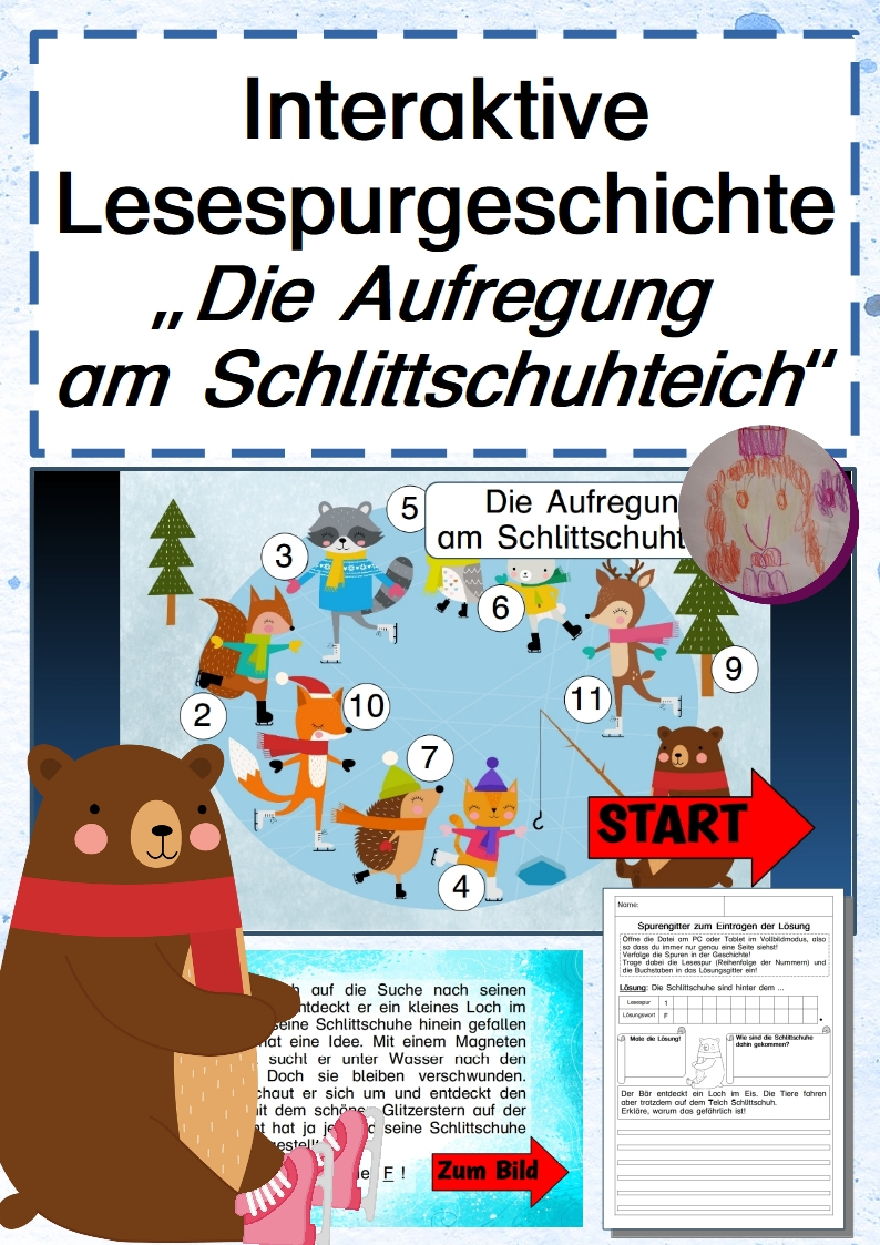 Interaktive Lesespurgeschichte: Am Schlittschuhteich ...