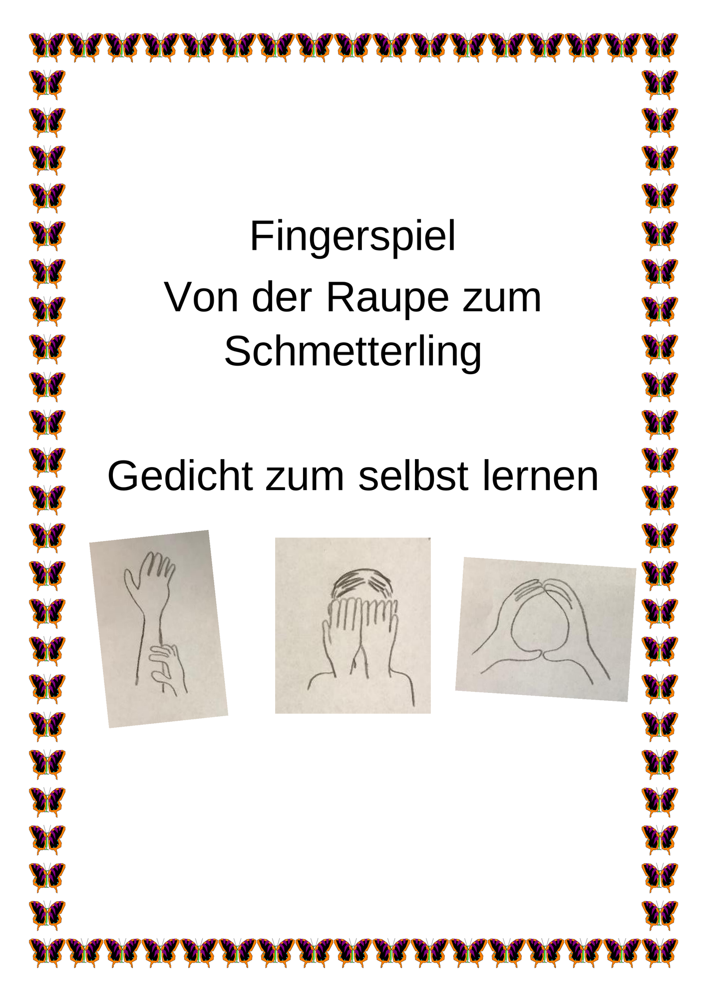Fingerspiel Von der Raupe zum Schmetterling – Unterrichtsmaterial im ...