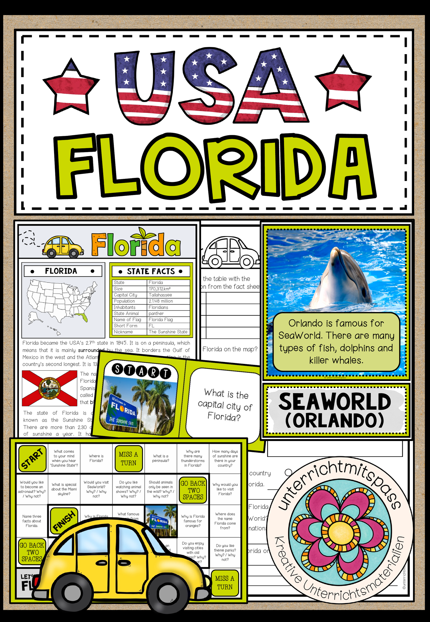 USA - Florida (Fact Sheets, Worksheets and Games) – Unterrichtsmaterial ...