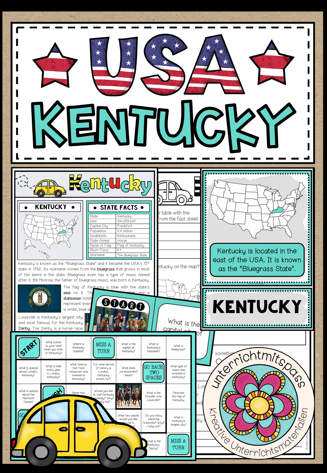 USA - Kentucky (Fact Sheets, Worksheets and Games ...