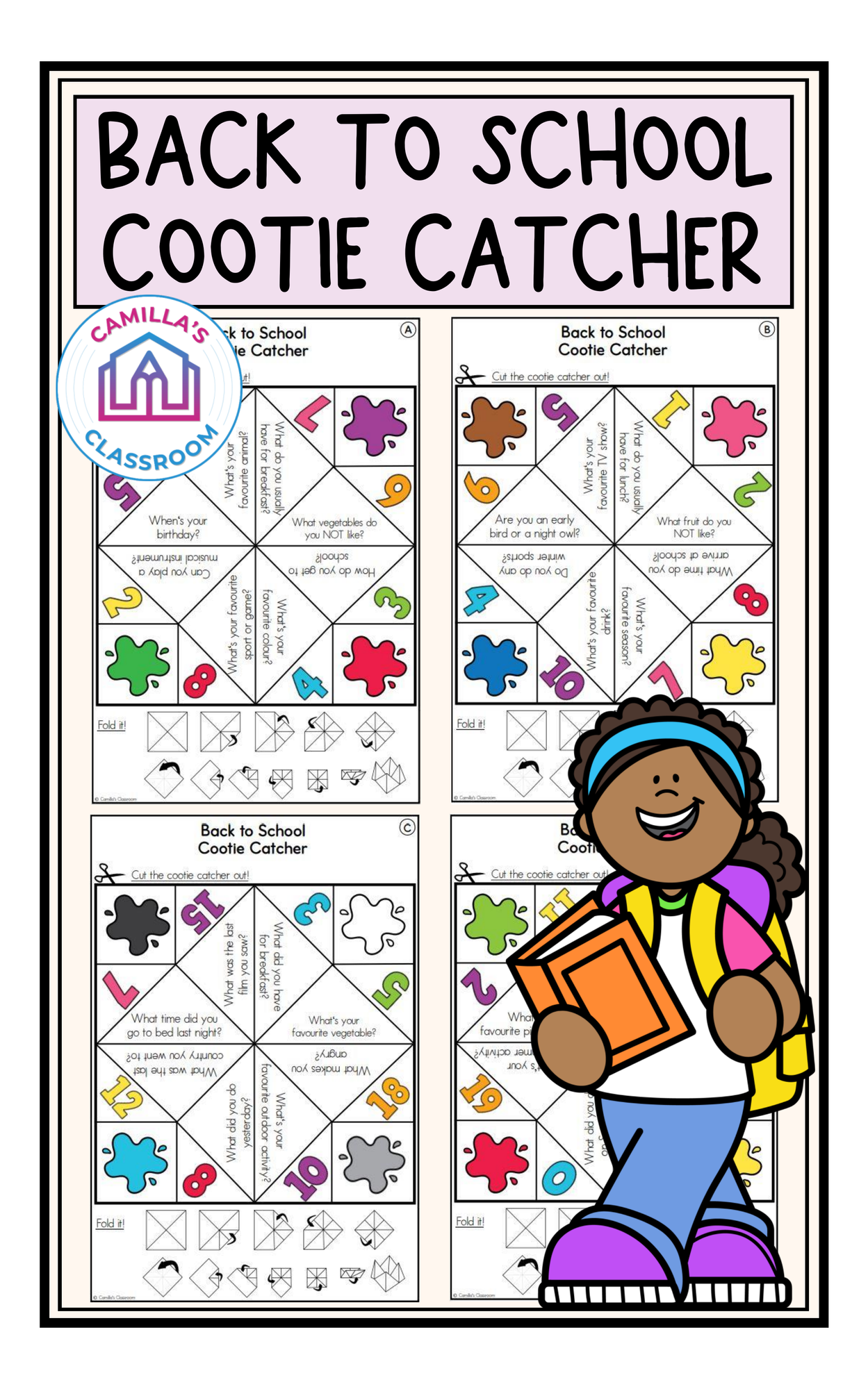 Back to School - Cootie Catchers – Unterrichtsmaterial im Fach Englisch