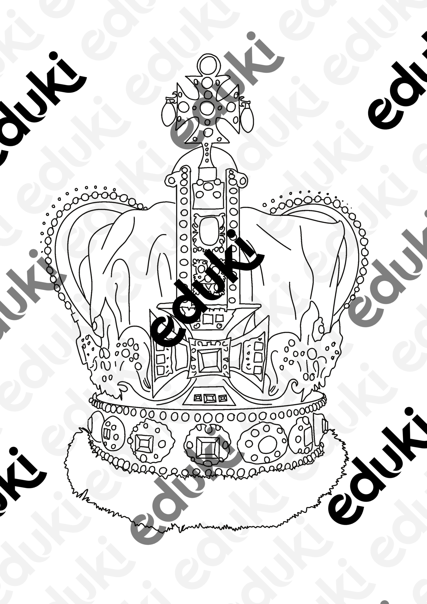 Ausmalbild Krone Crown Cuadro para colorear King Charles III Queen ...