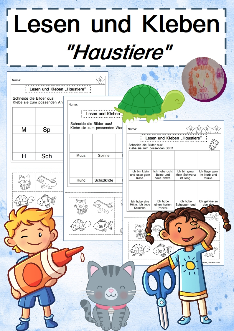 Lesen und Kleben: Haustiere – Unterrichtsmaterial in den Fächern DaZ ...