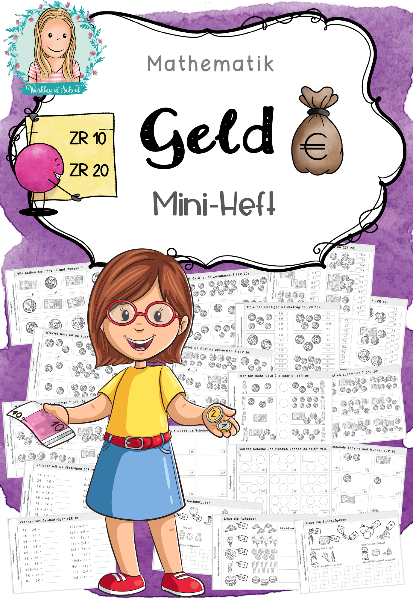 Geld Mini-Heft ZR 10 & 20 | Mathematik Grundschule Klasse 1-2 ...