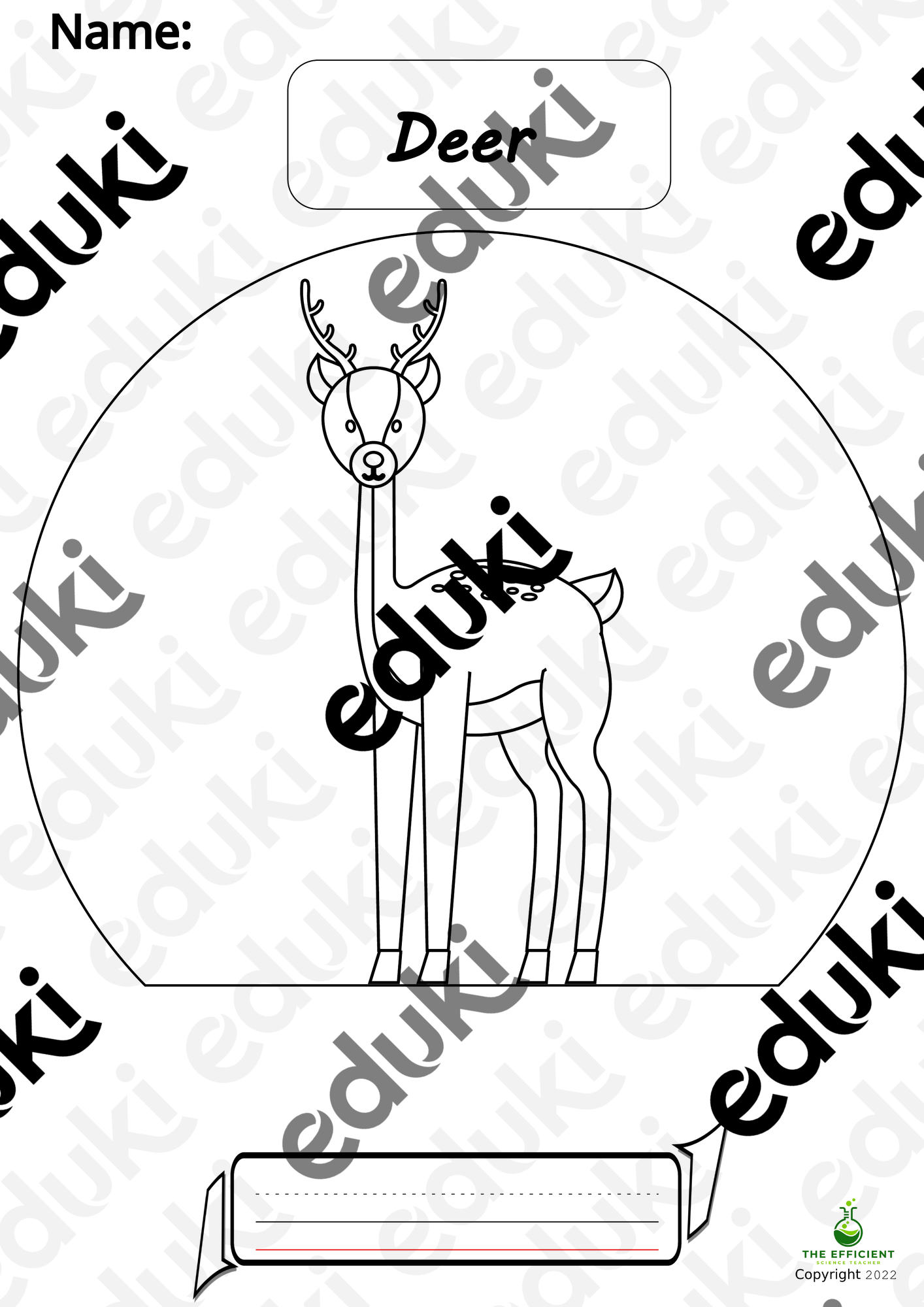 Deer - Writing Practice/Colouring Page Animals – Unterrichtsmaterial in ...