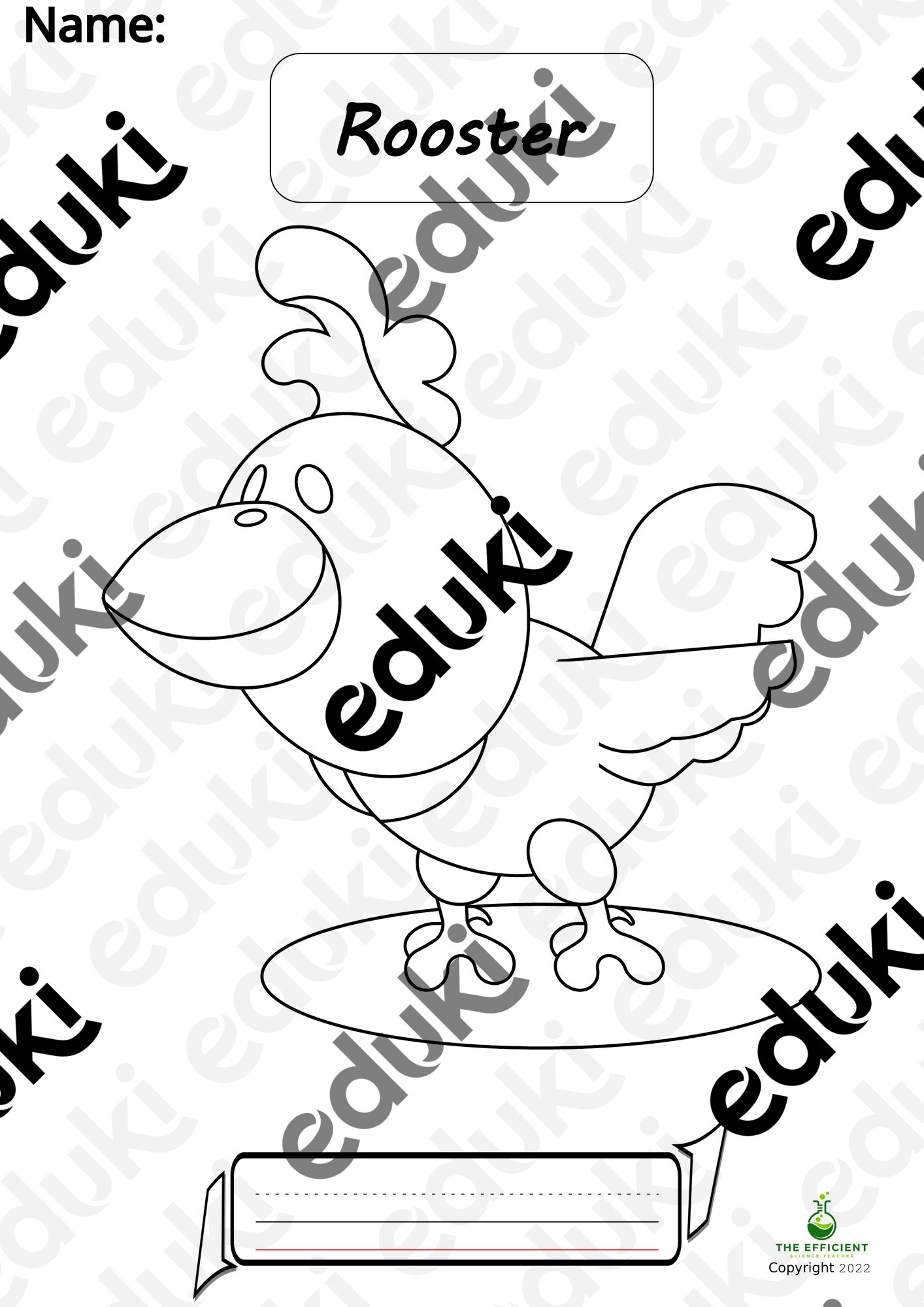 Rooster - Writing Practice/Colouring Page Animals – Unterrichtsmaterial ...
