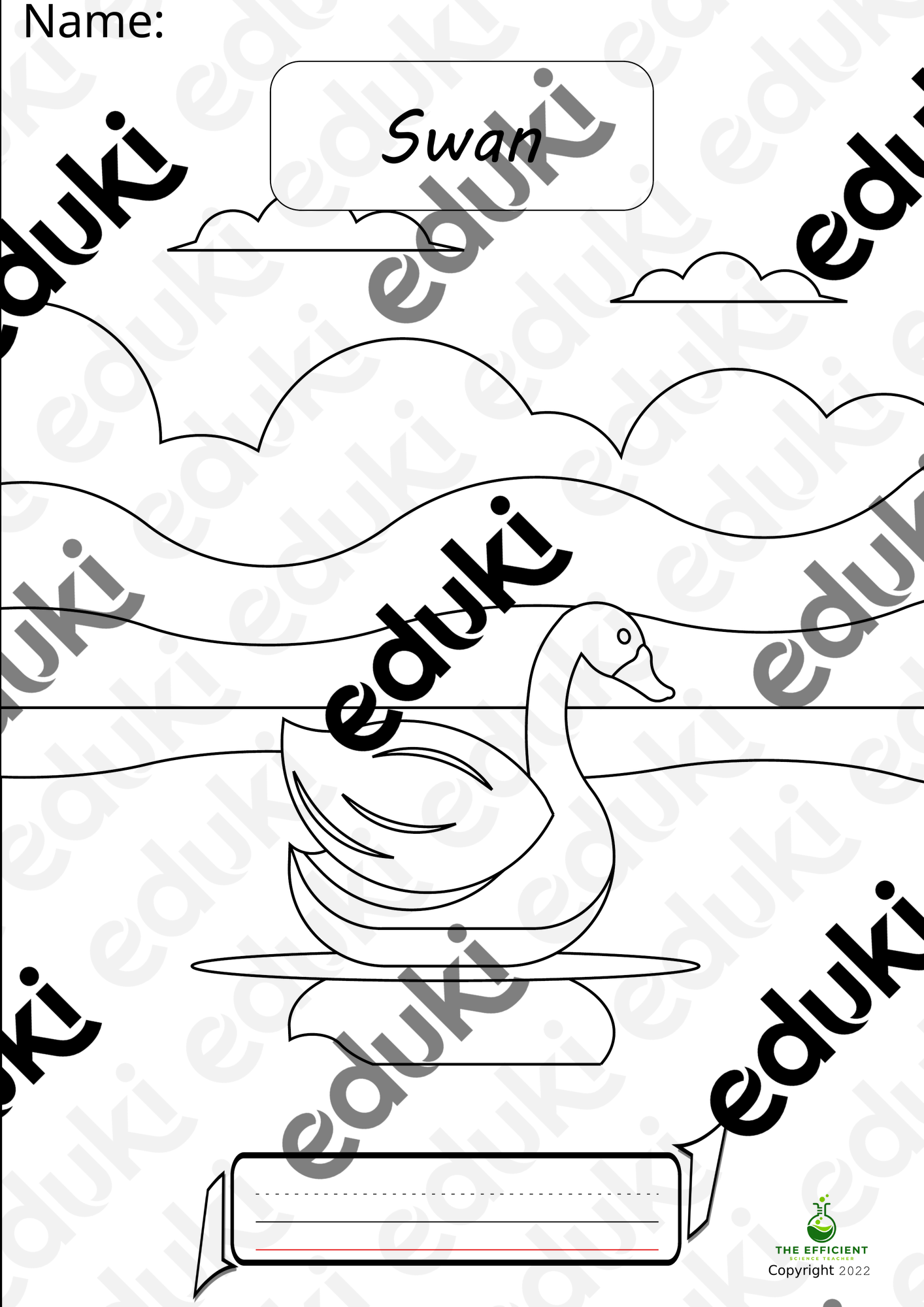 Swan - Writing Practice/Colouring Page Animals – Unterrichtsmaterial in ...