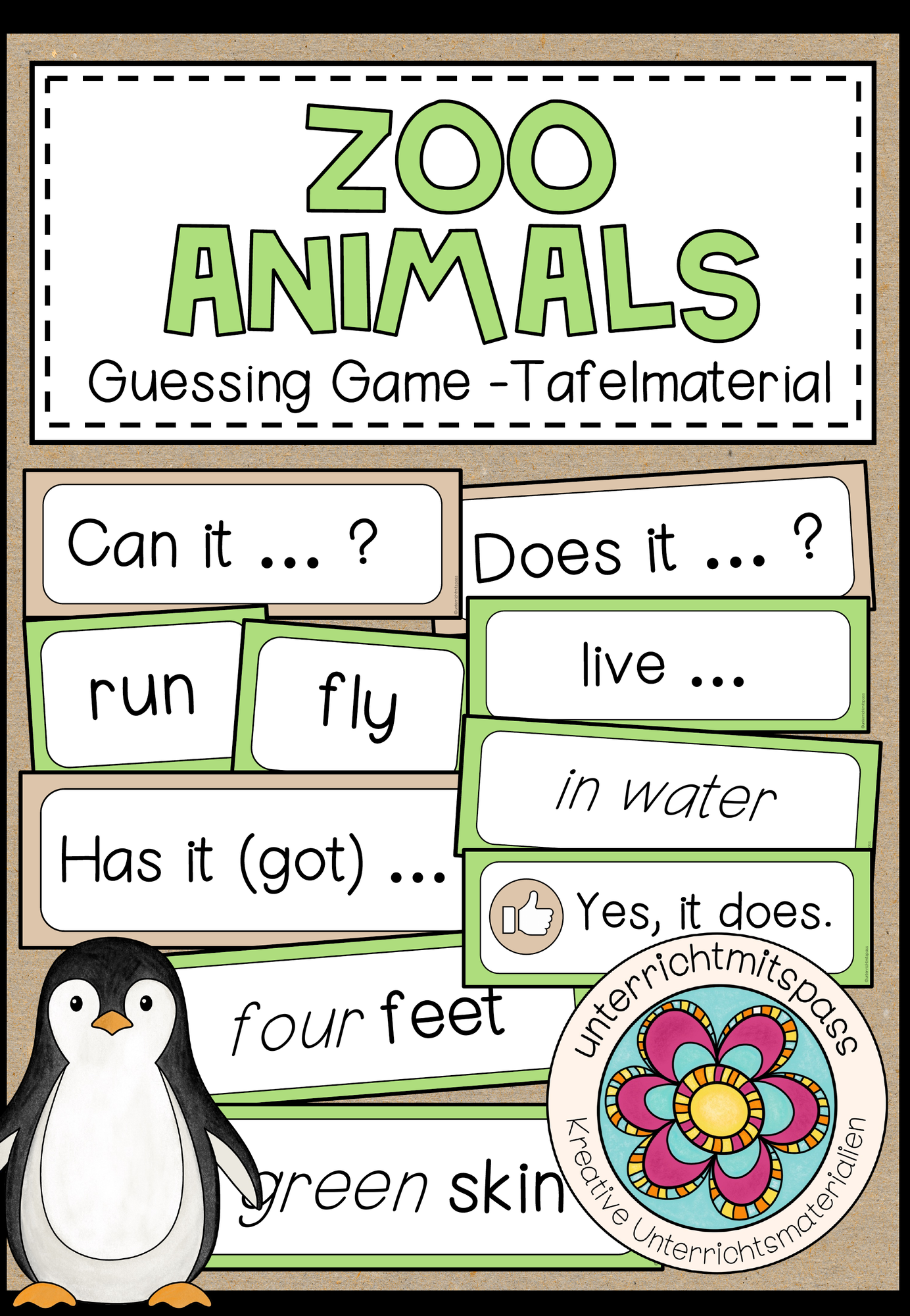 ZOO ANIMALS - Guessing Game (Tafelmaterial) – Unterrichtsmaterial im ...