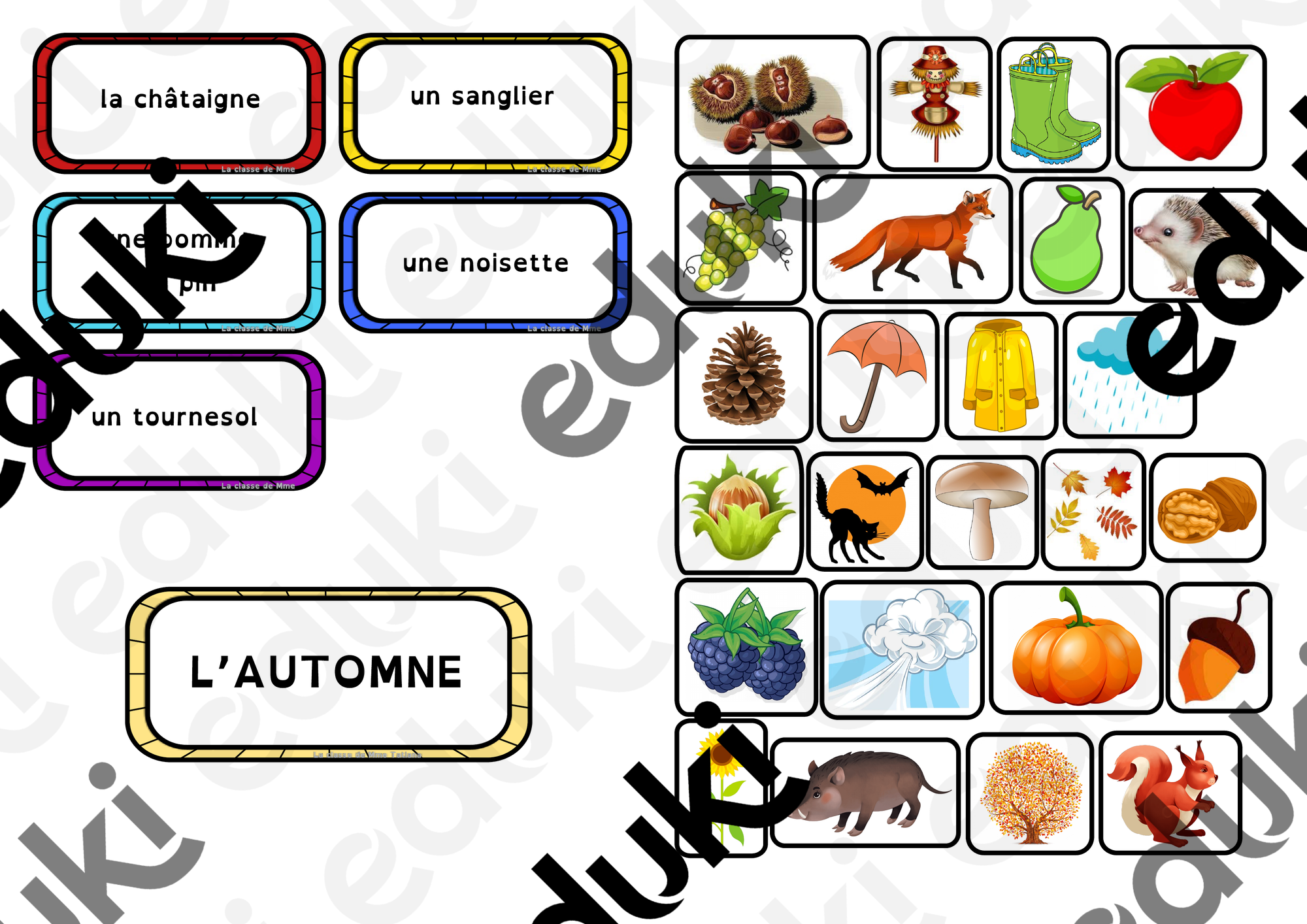 Mur de mots + exercices de vocabulaire AUTOMNE - Ressource pédagogique ...