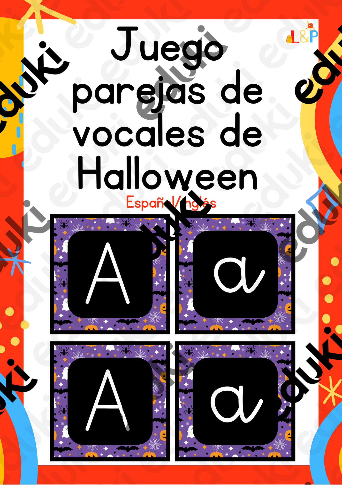 Juego de parejas de las vocales de halloween - material de la siguiente ...