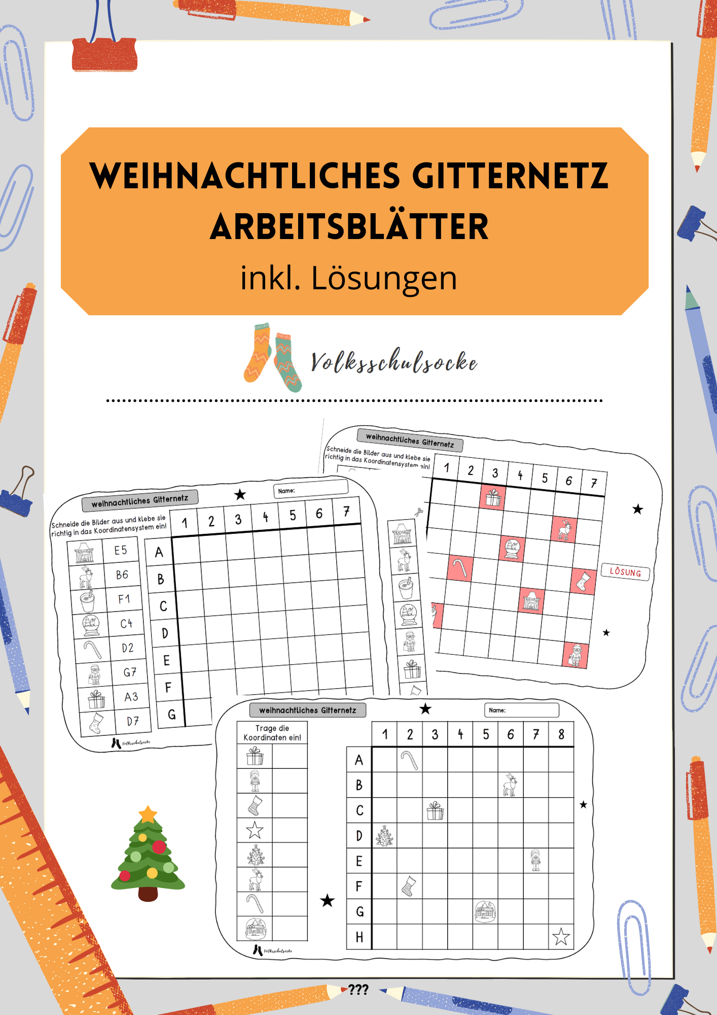 Arbeitsblätter Gitternetz/Koordinaten weihnachtlich ...