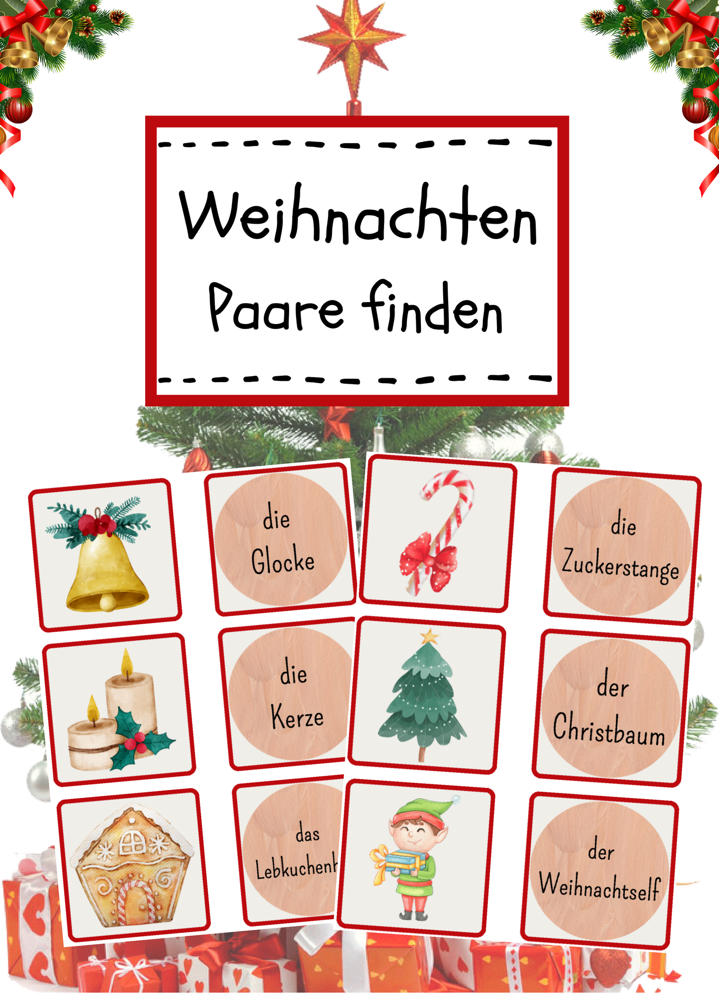 Weihnachten Paare finden – Wortschatz & Bildkarten zuordnen (DaZ ...