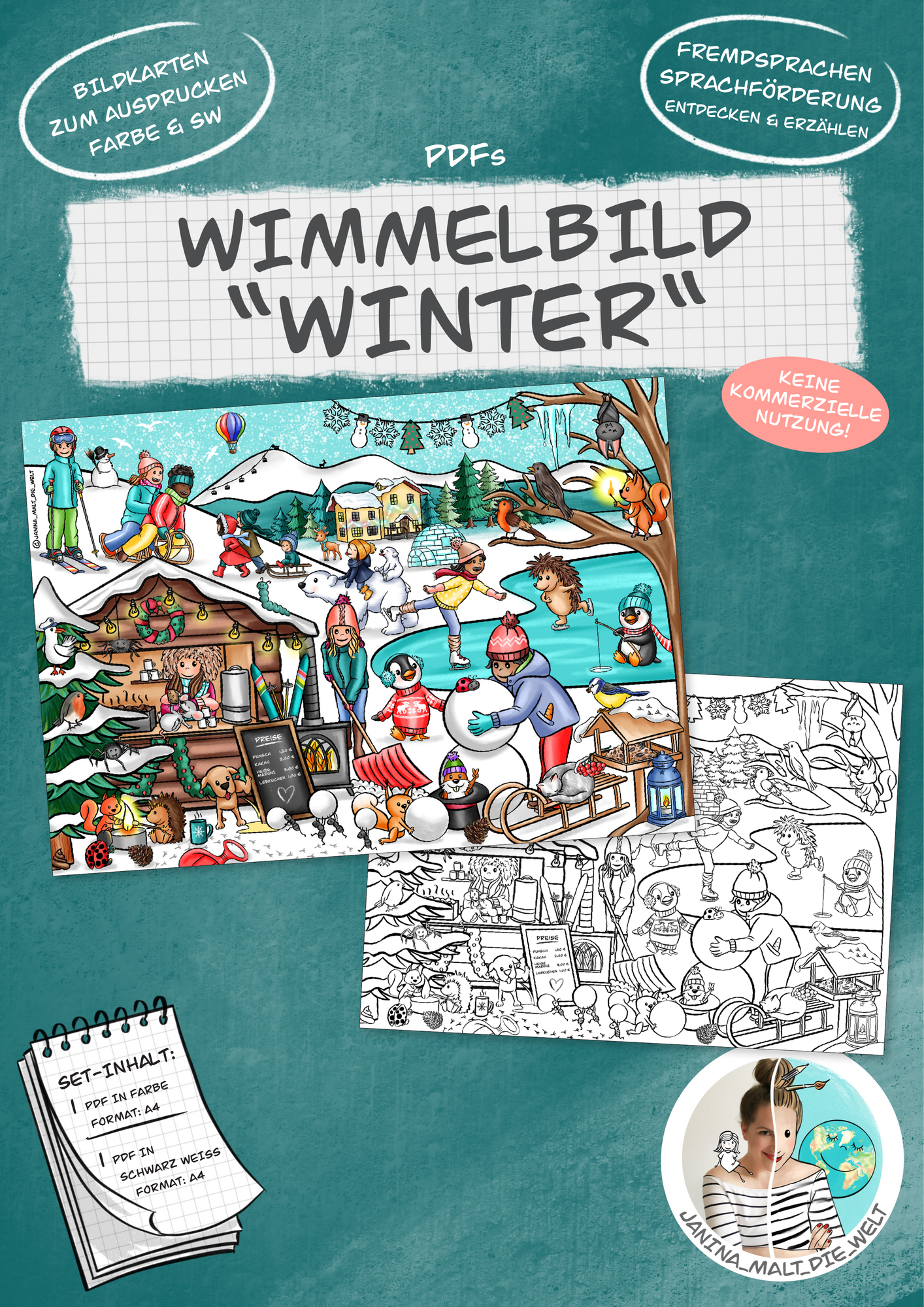 Wimmelbild Bildkarte Suchbild "Winter" / Winterferien ...