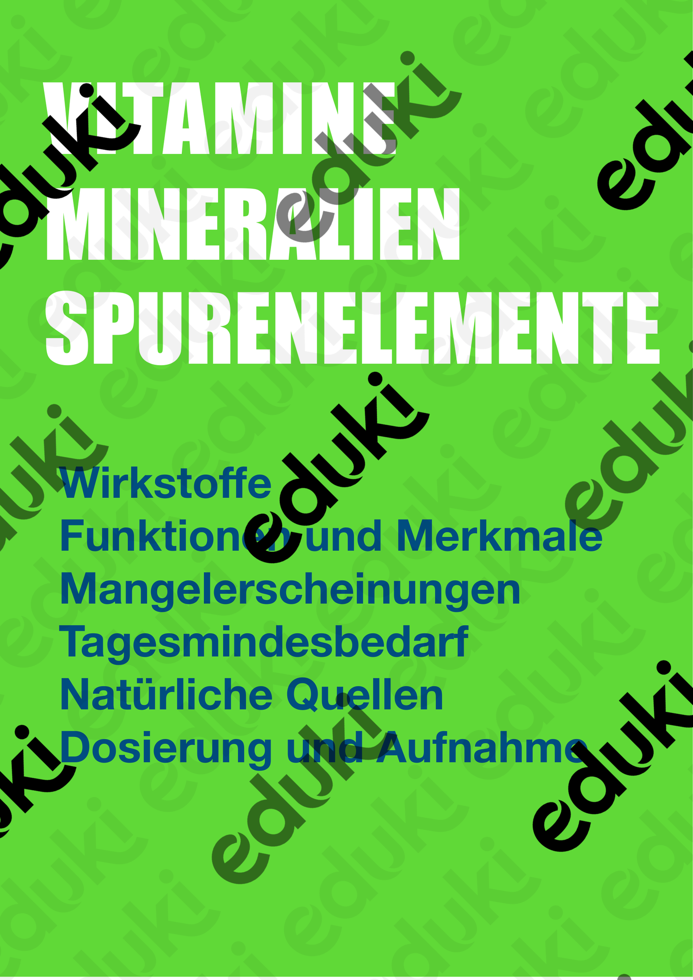 VITAMINE MINERALIEN SPURENELEMENTE – Unterrichtsmaterial im Fach Biologie