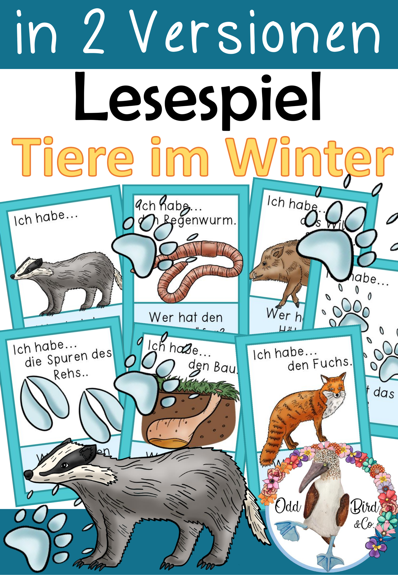 Tiere im Winter - Lesespiel - Ich habe ... Wer hat ...