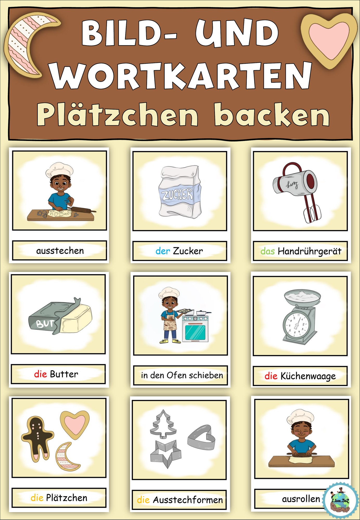 Bildkarten und Wortkarten "Plätzchen backen" Weihnachten / Advent - DaZ ...