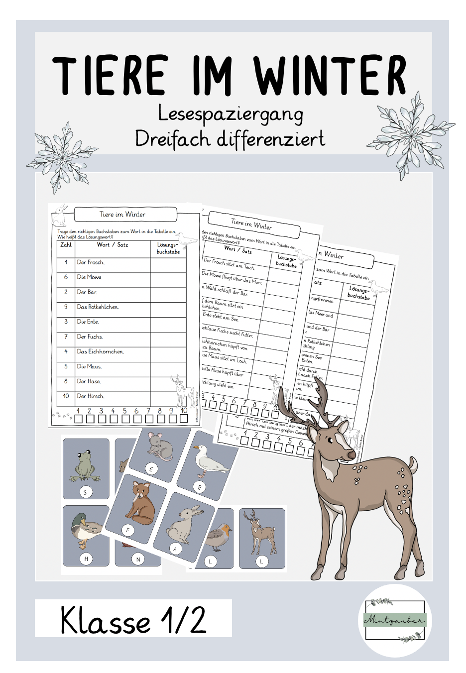 Lesespaziergang Tiere im Winter differenziert Klasse 1/2 ...