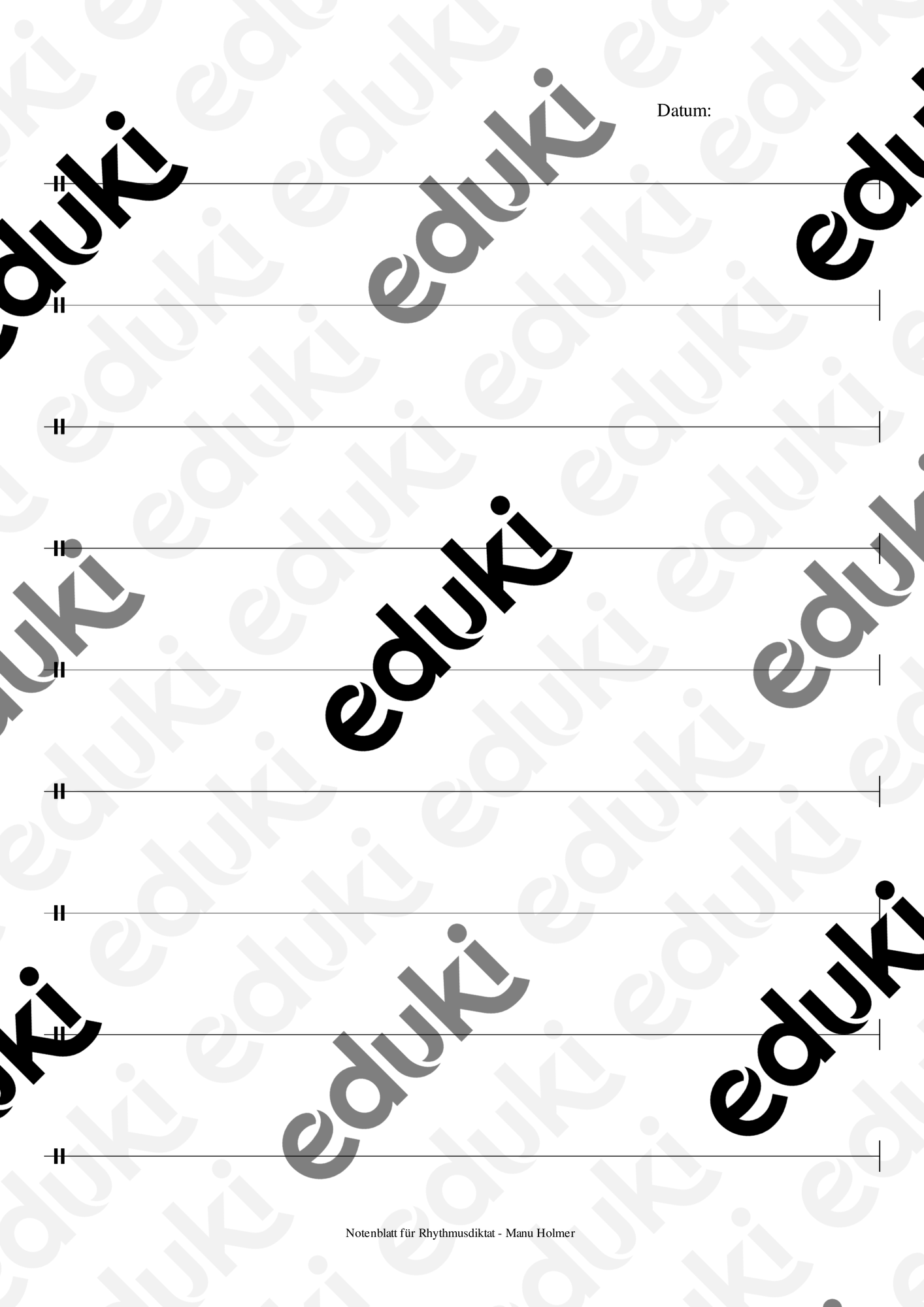 Leeres Notenblatt für Rhythmusdiktate – Unterrichtsmaterial im Fach Musik