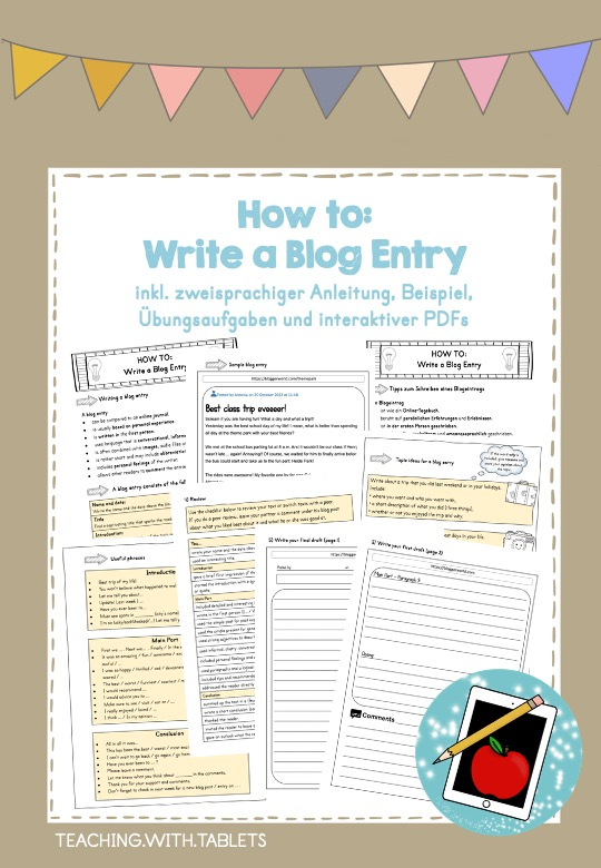 How to Write a Blog Entry inkl. interaktiver PDFs – Unterrichtsmaterial ...