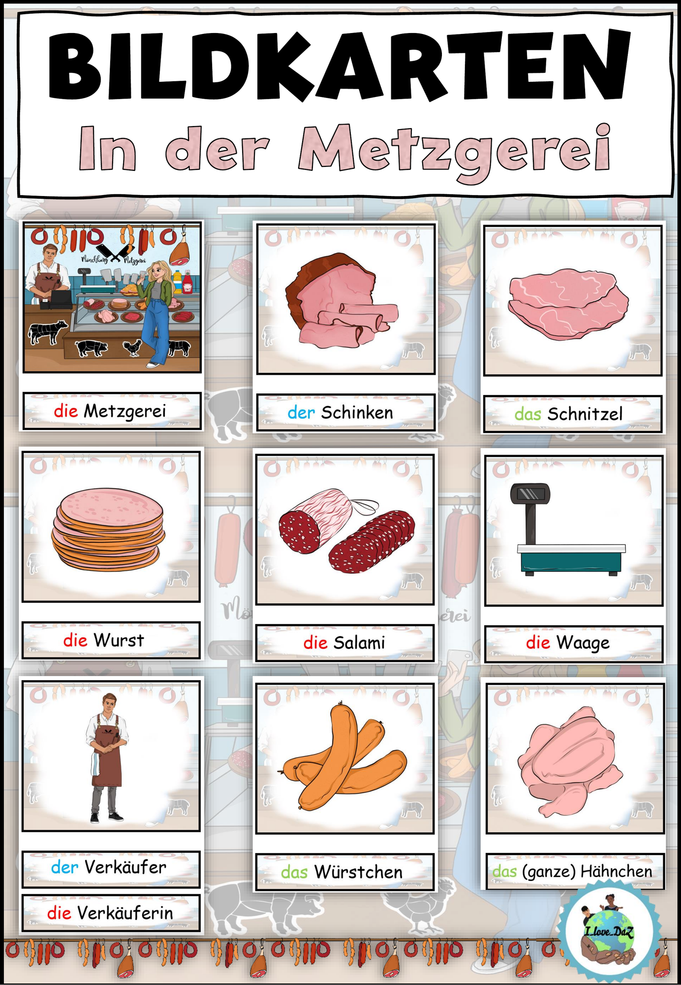 Bildkarten und Wortkarten "In der Metzgerei" Thema Einkaufen - DaZ ...